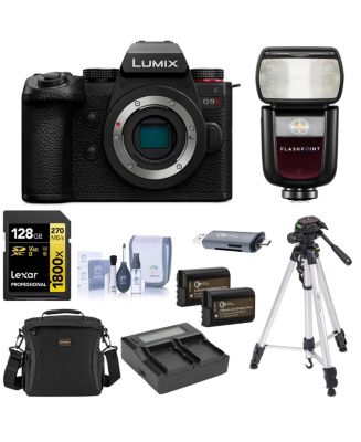 Panasonic LUMIX G9II Mirrorless Camera, Bundle with Zoom Li-on III R2 Flash, Tripod with Head ...