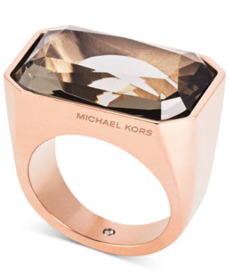 Michael Kors Rose Gold-Tone & Stone Ring - Macy's