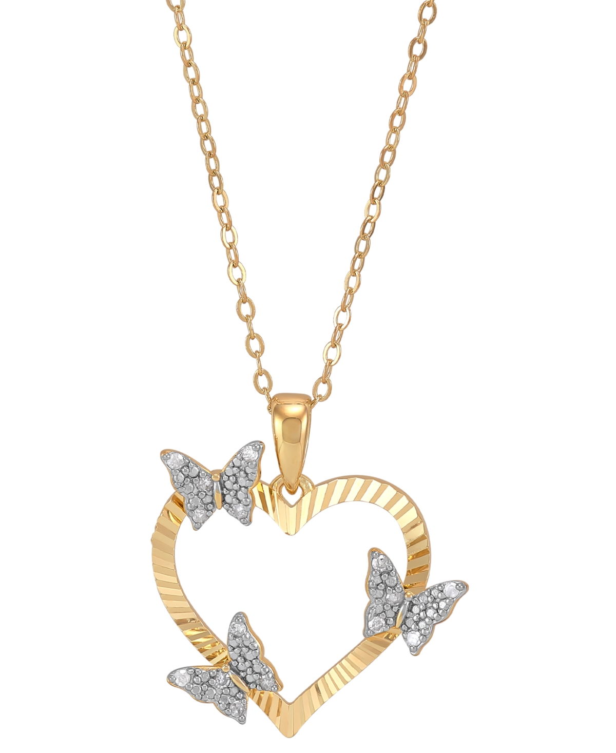 Click here for Diamond Butterfly Open Heart Pendant Necklace (1/1... prices
