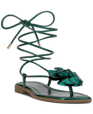 I.N.C. International Concepts Gilma Flower Lace-Up Flat Sandals, Exclusively at Macy's - Macy's