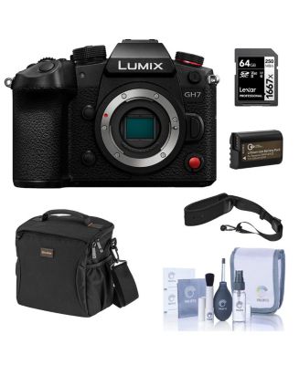 Panasonic LUMIX GH7 Mirrorless Camera, Bundle with 64GB Memory Card, Li-Ion Battery, Shoulder ...