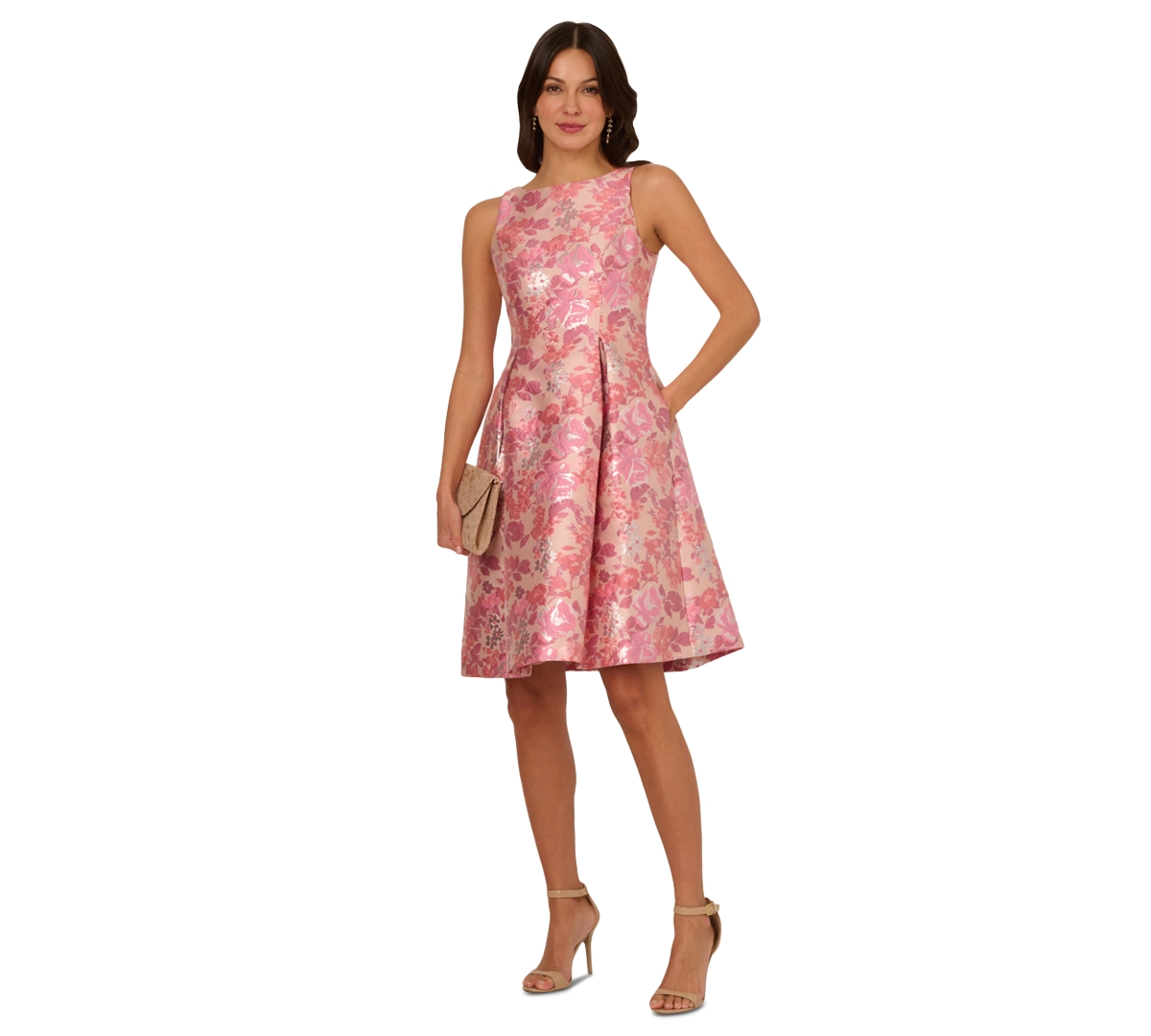 Click here for Adrianna Papell Womens Floral Jacquard Fit & Flare... prices
