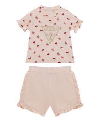 GUESS Baby Girls 2-Piece Short Sleeve All Over Print T-Shirt and Active ...
