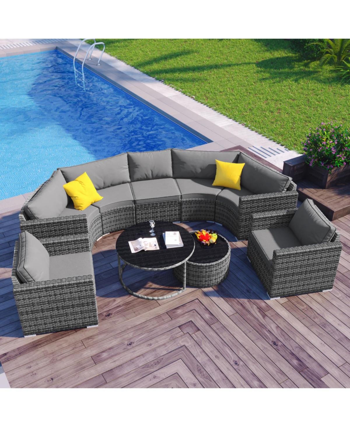 Click here for Streamdale 9-Pieces Outdoor Half-moon Patio Sofa S... prices