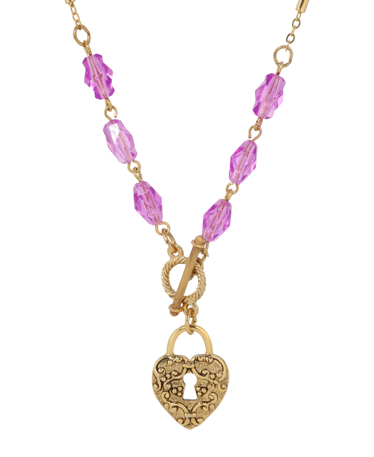 Click here for 2028 Purple Bead Filigree Heart Pendant Necklace -... prices