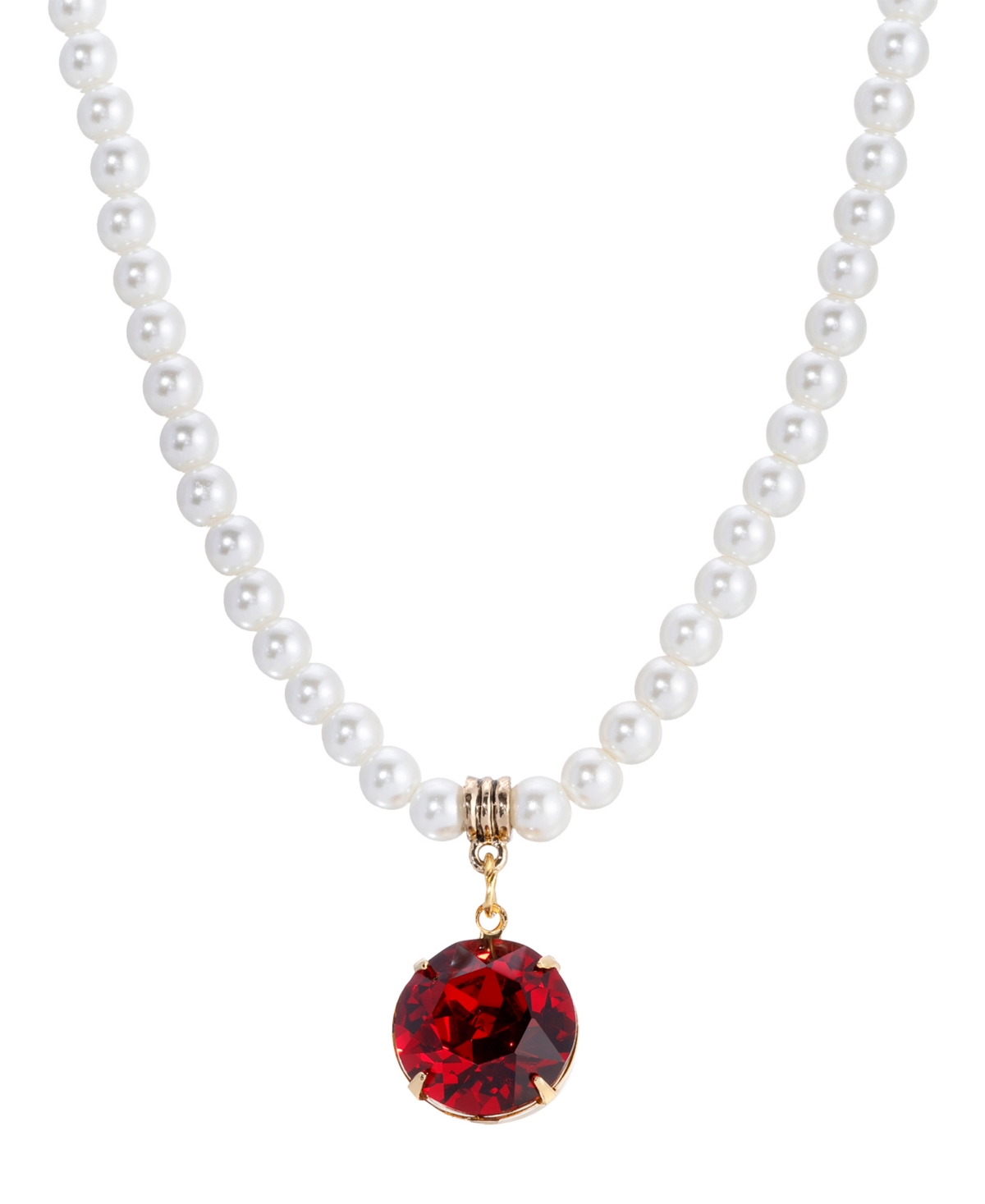 Click here for 2028 Red Crystal Drop Faux Cultivated Pearl Chain... prices