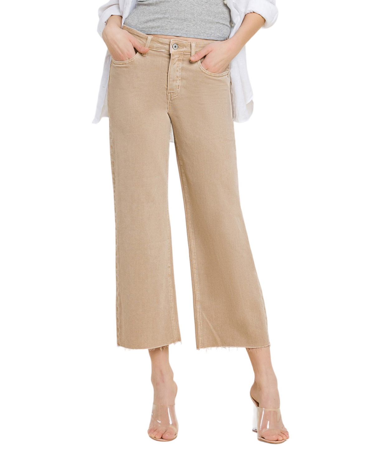Click here for Vervet Womens High Rise Wide Leg Jeans - Doeskin b... prices
