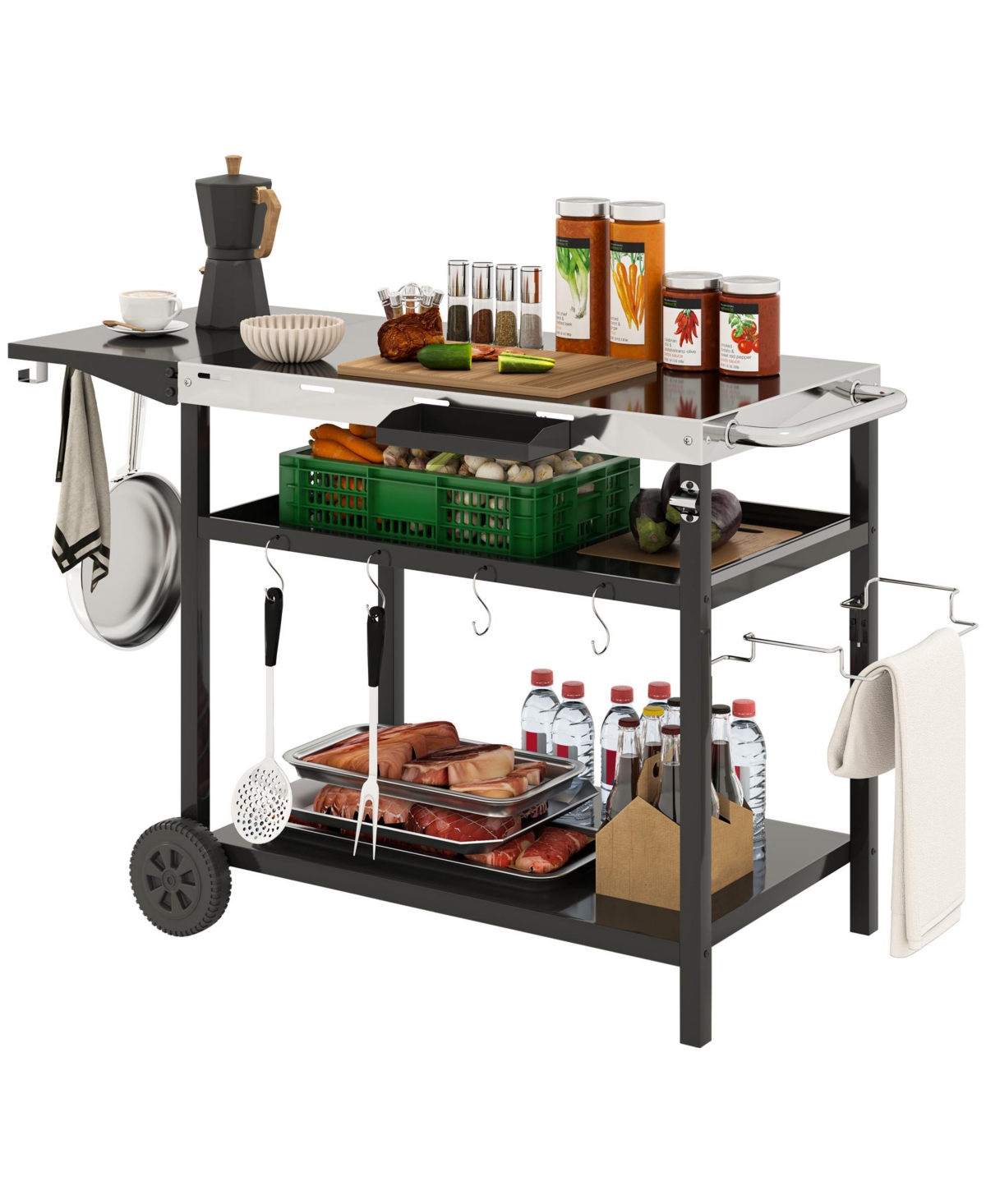 Click here for Outsunny Outdoor Bar Cart Grill Table with Wheels... prices