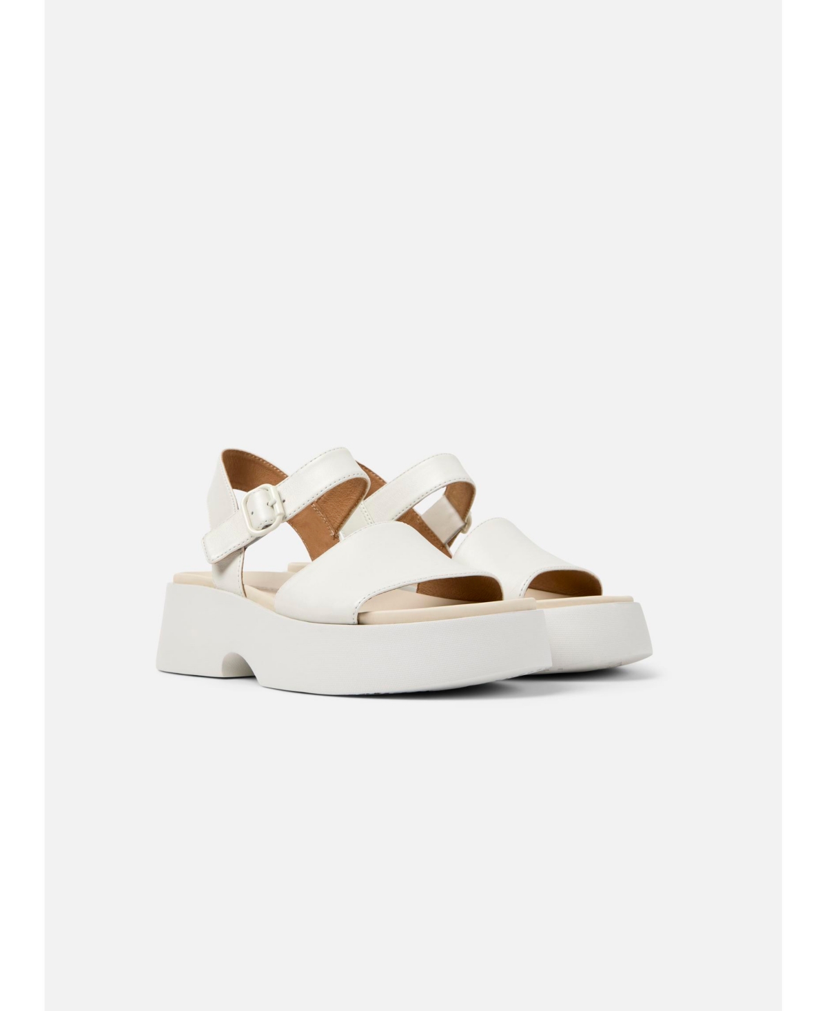 Click here for Camper Tasha Leather Sandals - Natural white prices