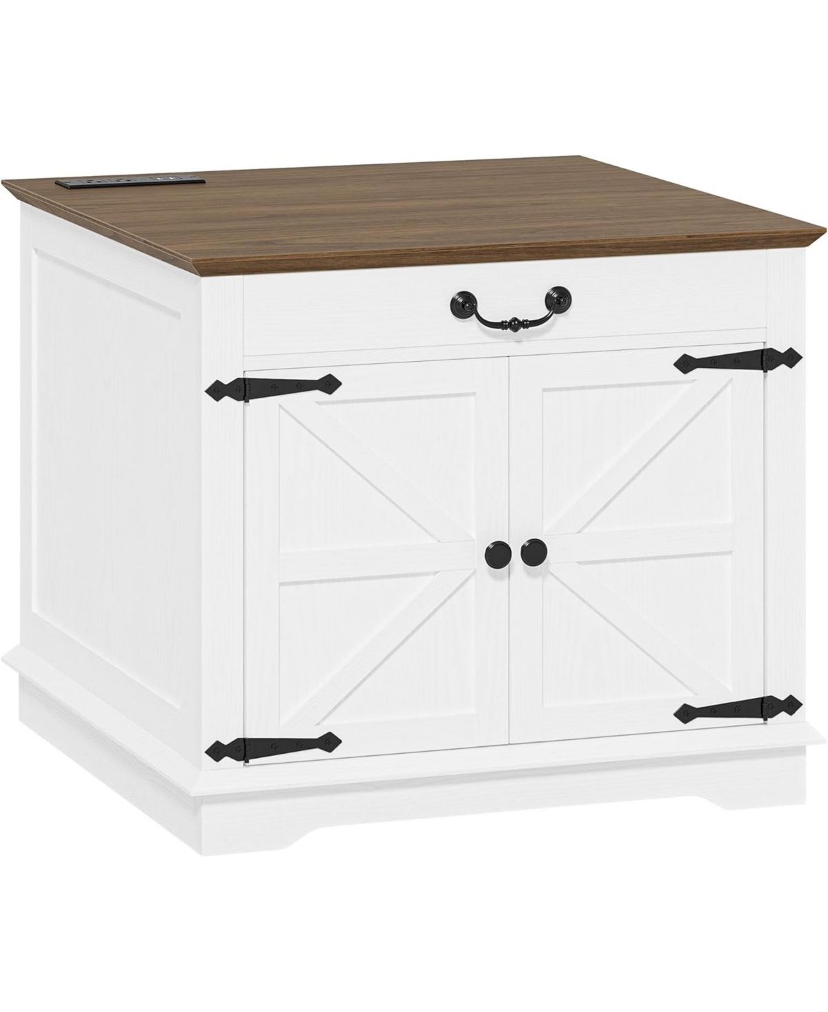 Click here for Farmhouse End Table with Charging Station  23.6 La... prices