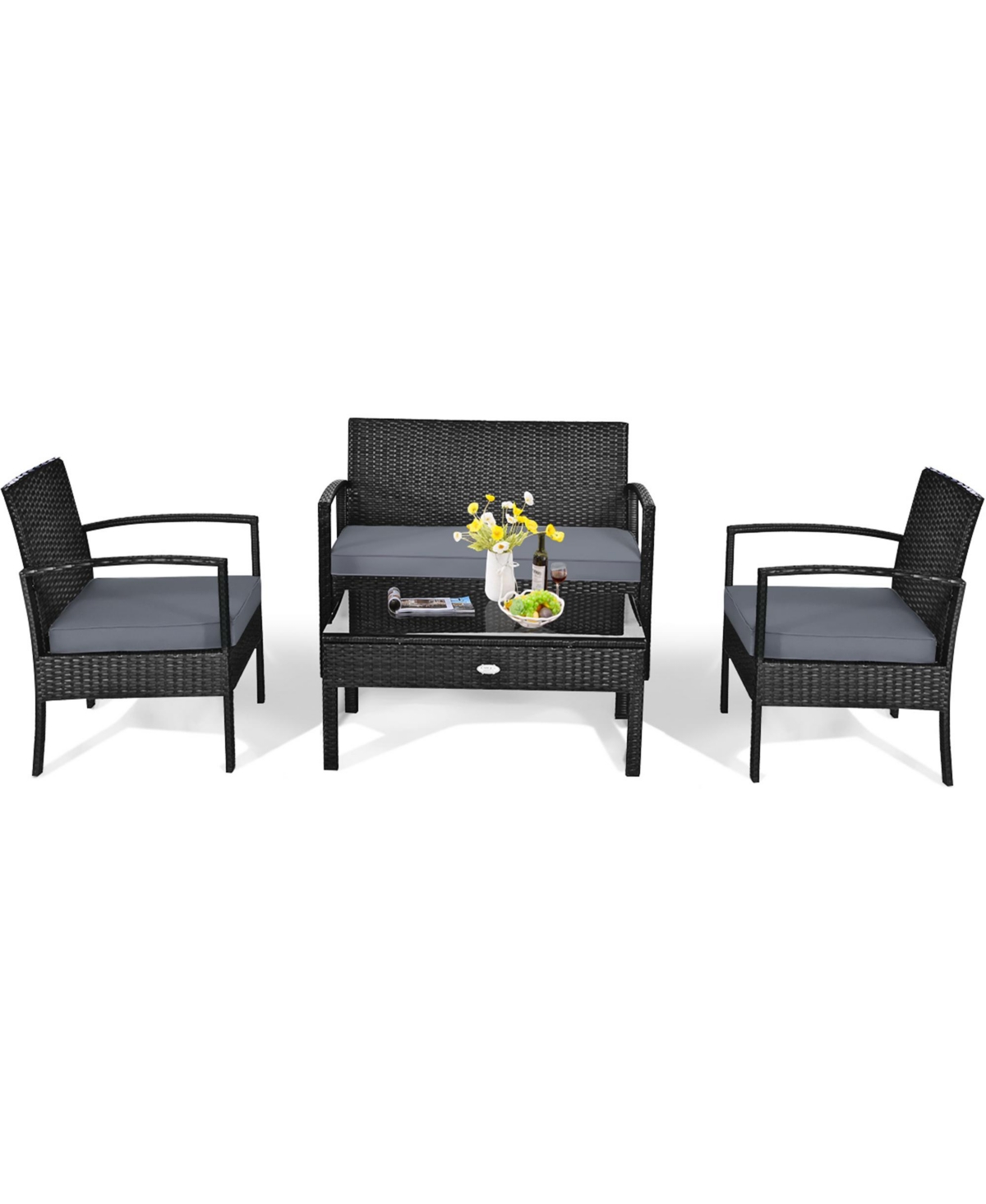 Click here for Gymax Patio Garden 4PC Rattan Wicker Furniture Set... prices
