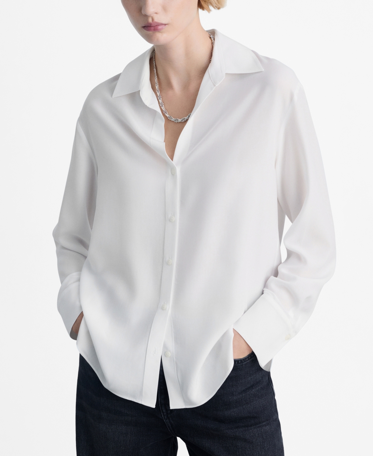 Click here for Mango Womens Lyocell Fluid Shirt - Off White prices
