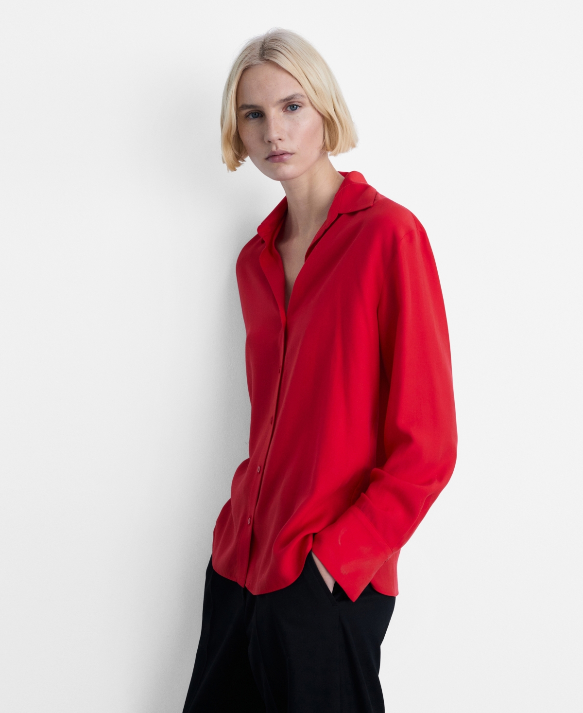 Click here for Mango Womens Lyocell Fluid Shirt - Red prices