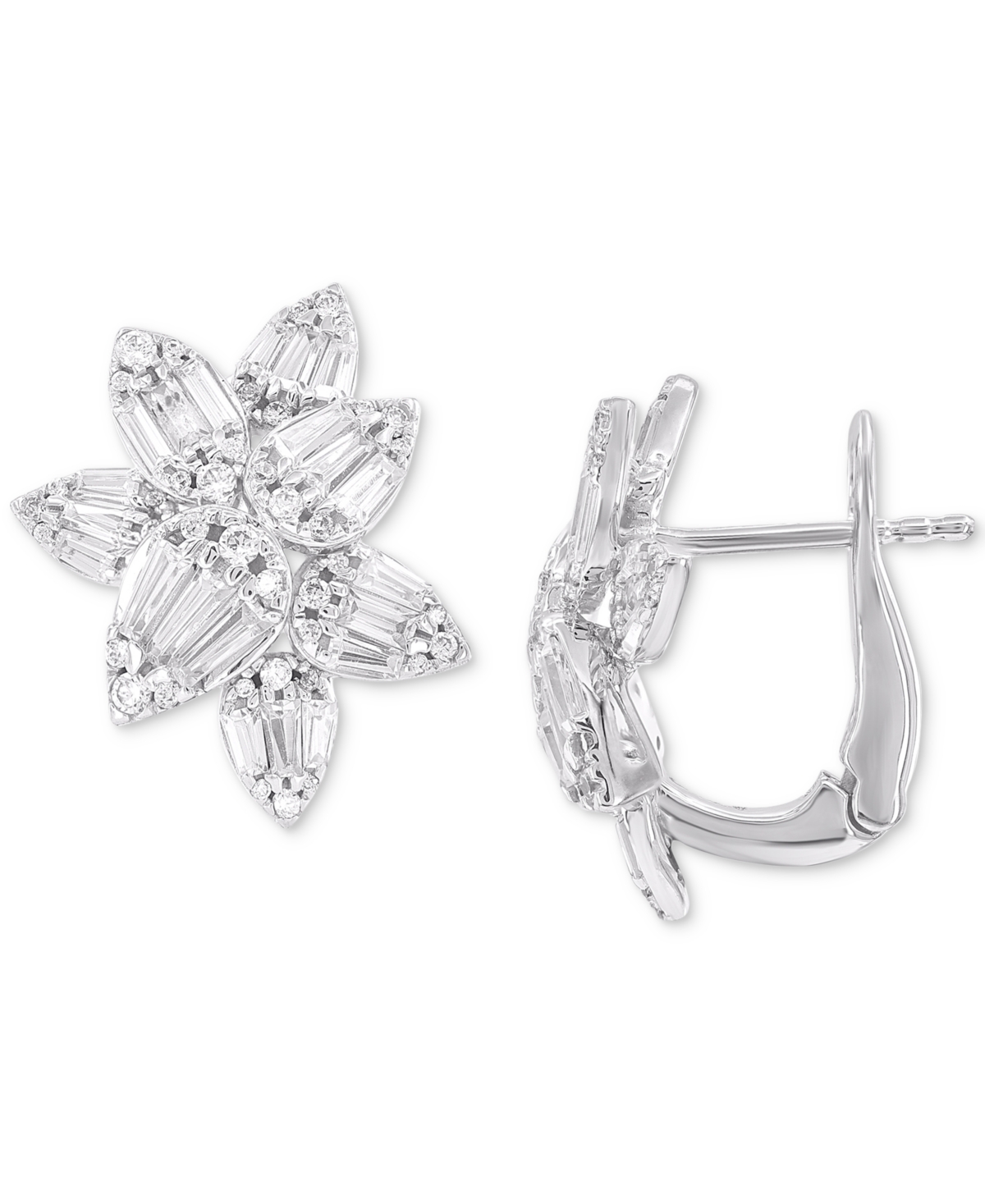 Click here for Diamond Round & Baguette Flower Earrings (1-1/2 ct... prices