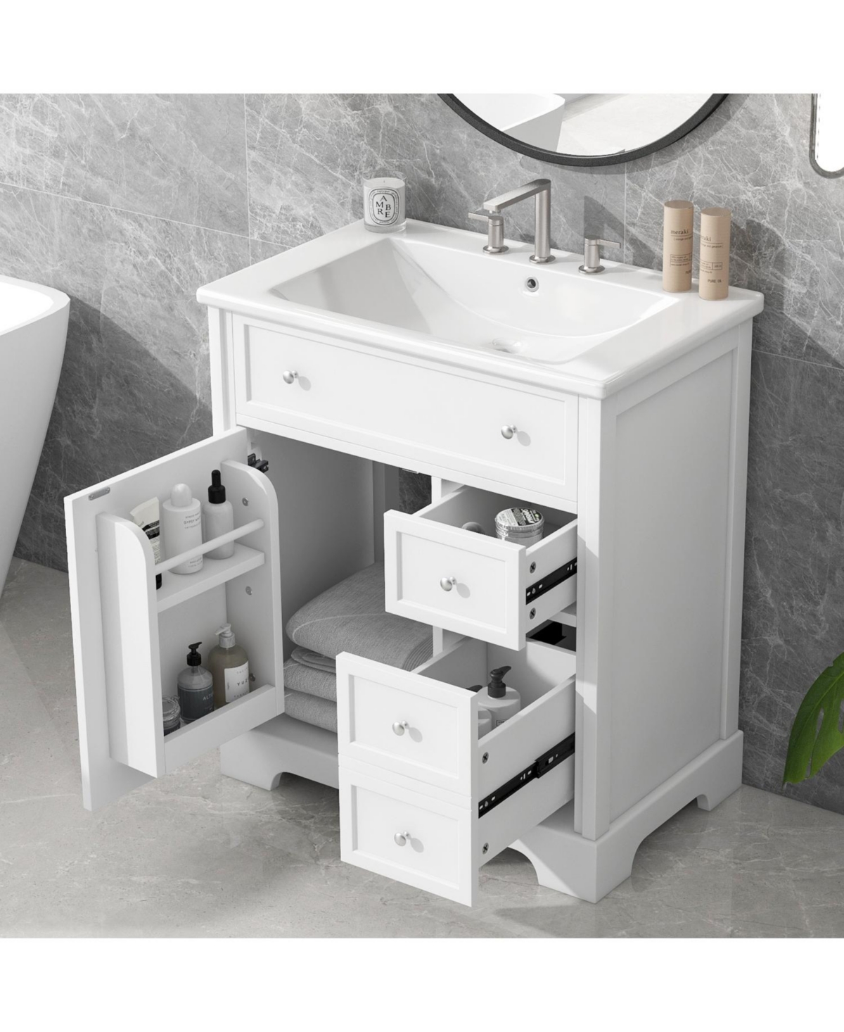Click here for Streamdale 30" White Bathroom Vanity Cabinet... prices