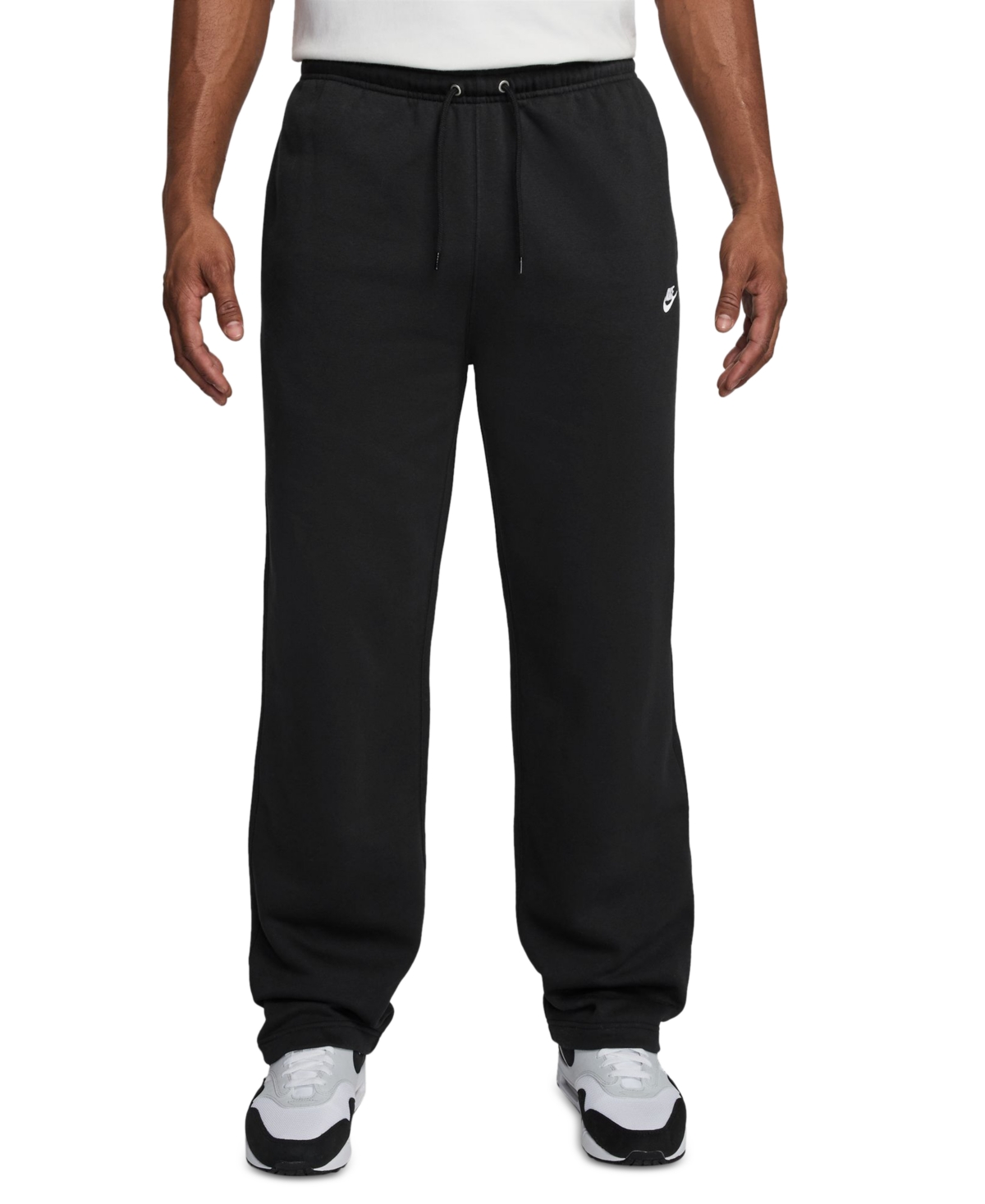 Click here for Nike Mens Club Brushed Fleece Open Hem Pants - Bla... prices