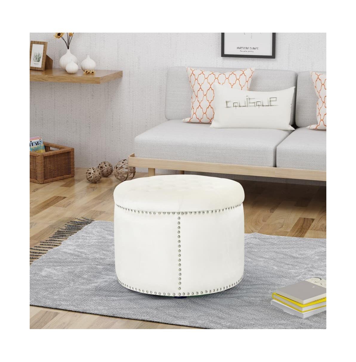 Click here for Round Velvet Tufted Ottoman  Upholstered Footrest... prices