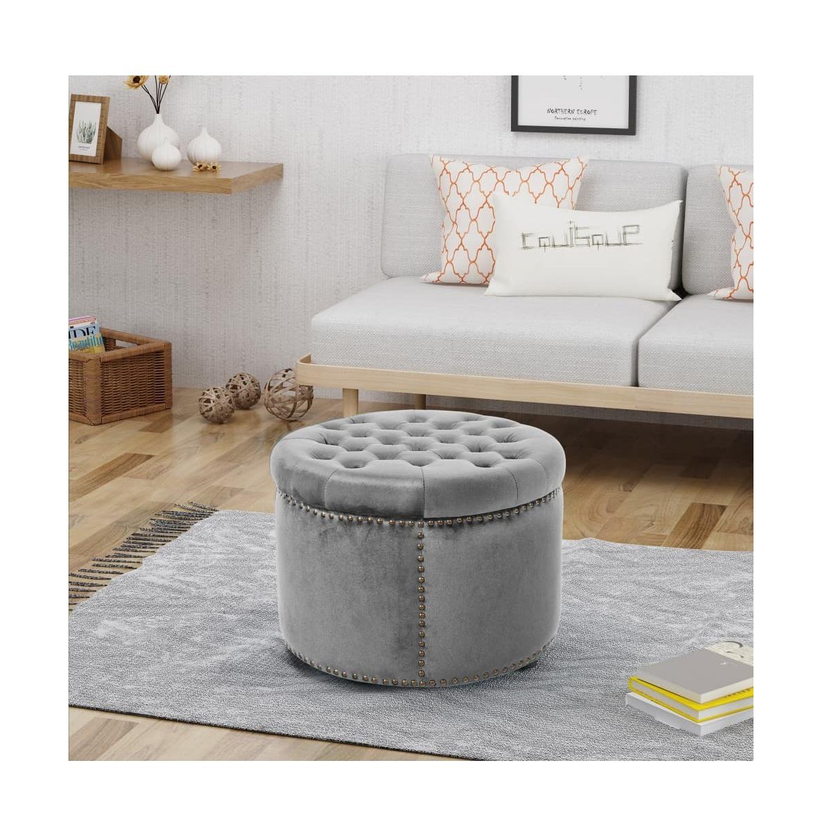 Click here for Round Velvet Tufted Ottoman  Upholstered Footrest... prices