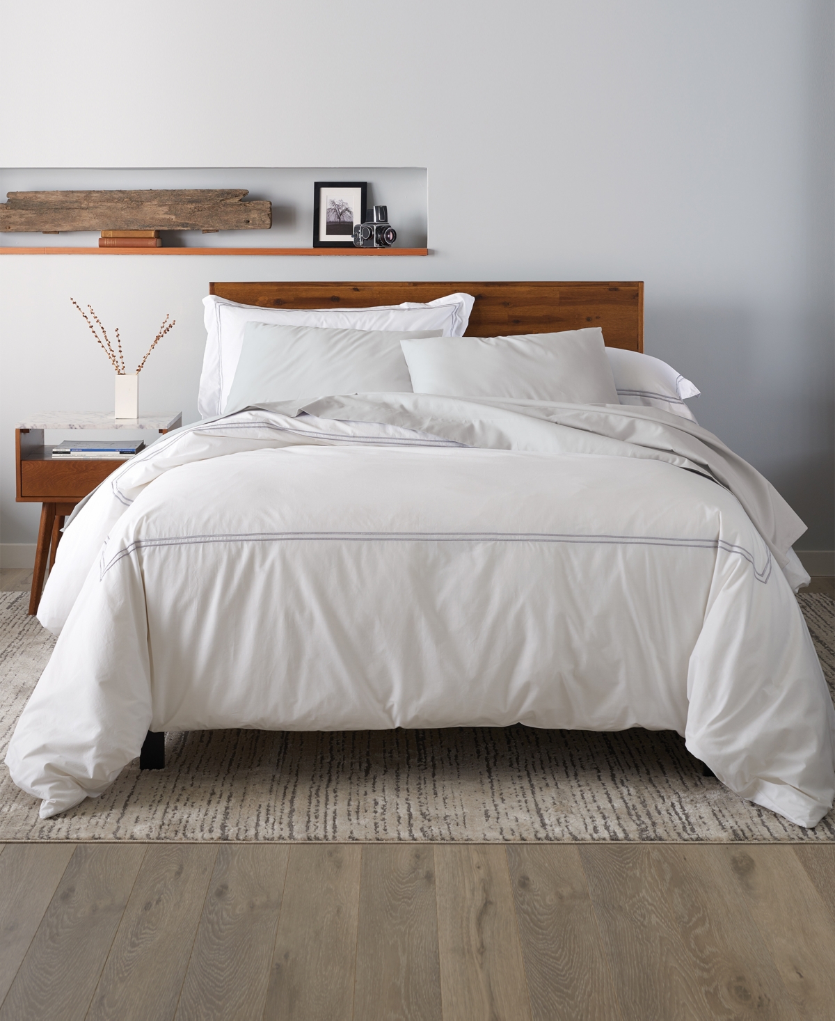 Ella Jayne 100 Cotton Percale Satin Stitched 3-Pc. Duvet Cover Set  King/California King - Silver