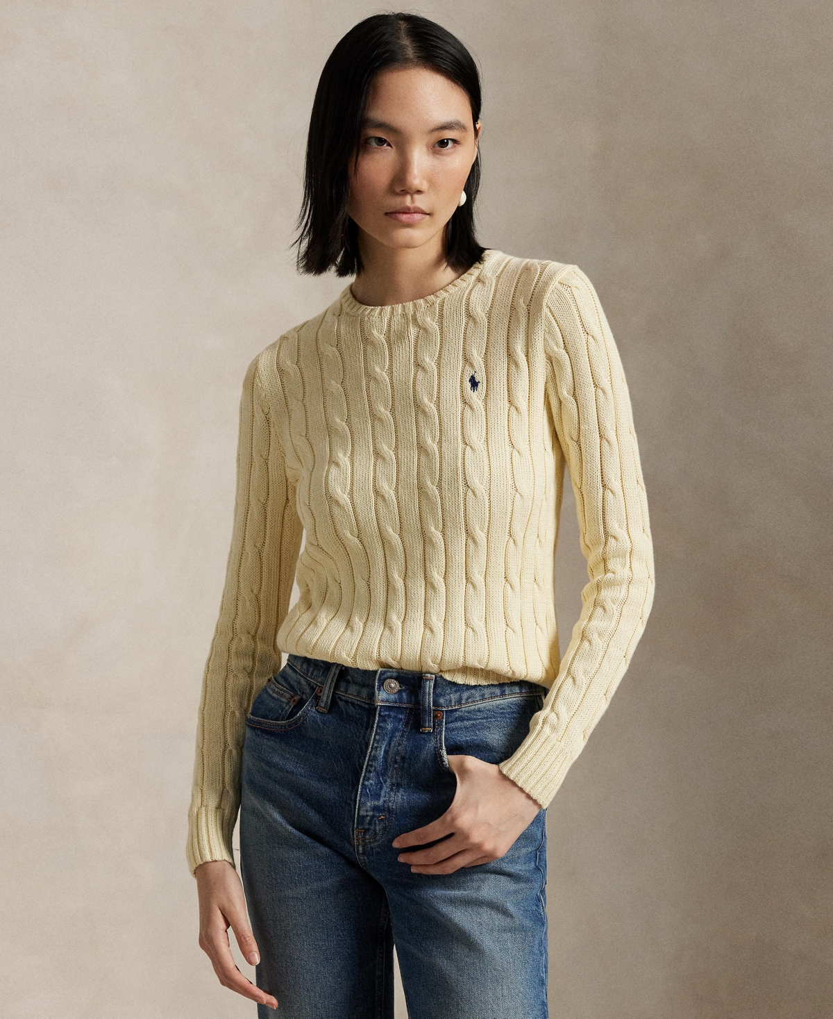 Click here for Polo Ralph Lauren Womens Cable-Knit Cotton Crewnec... prices