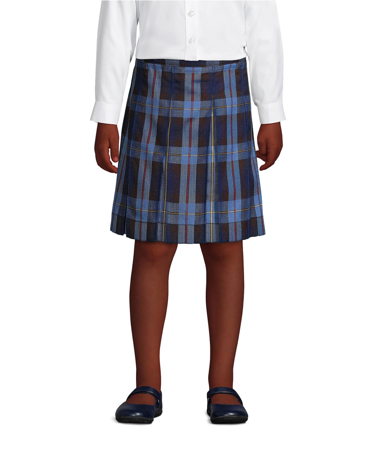 Click here for Lands End Girls Plaid Box Pleat Skirt Top of the K... prices