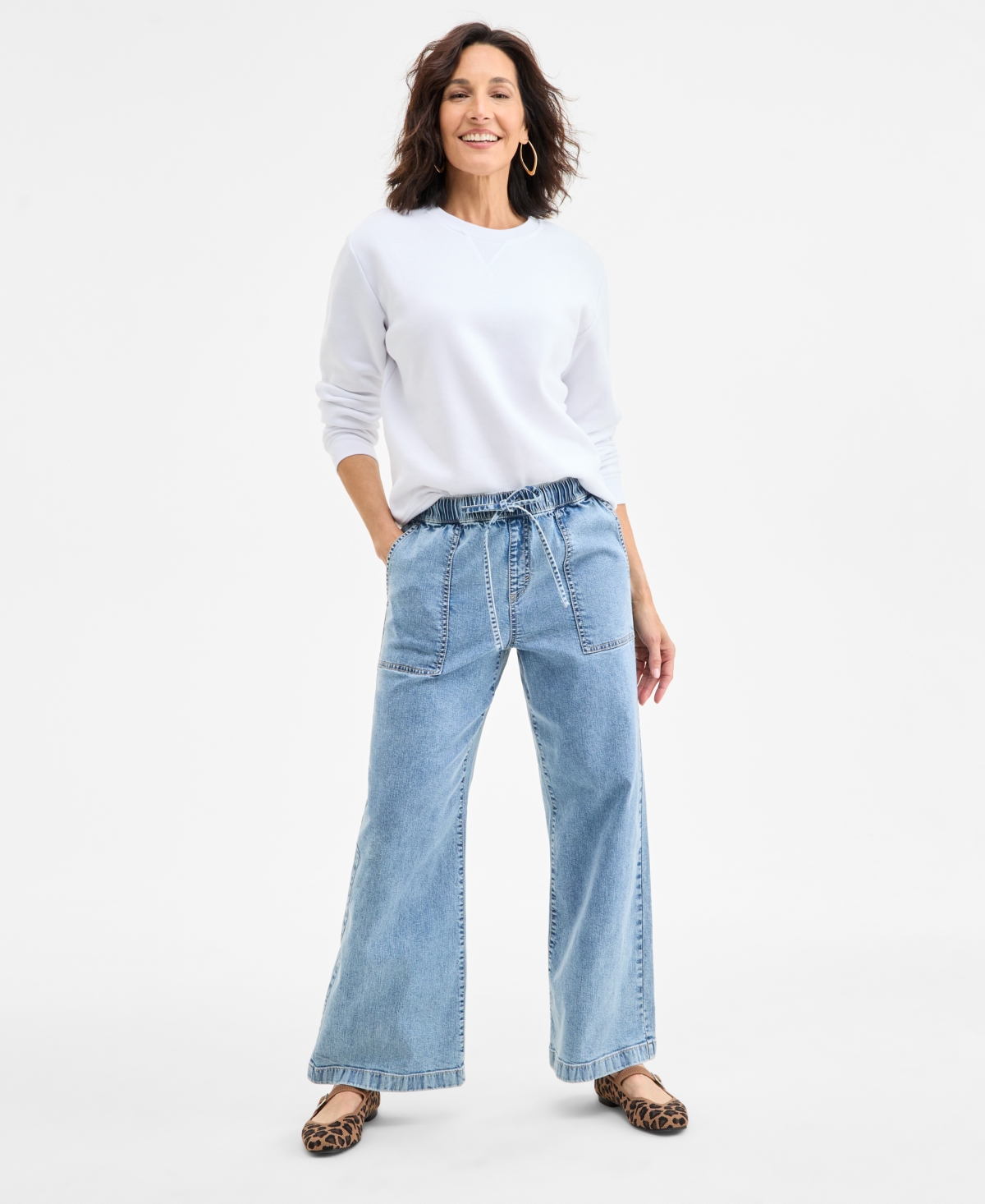 Click here for Style & Co Petite High-Rise Pull-On Wide-Leg Jeans... prices