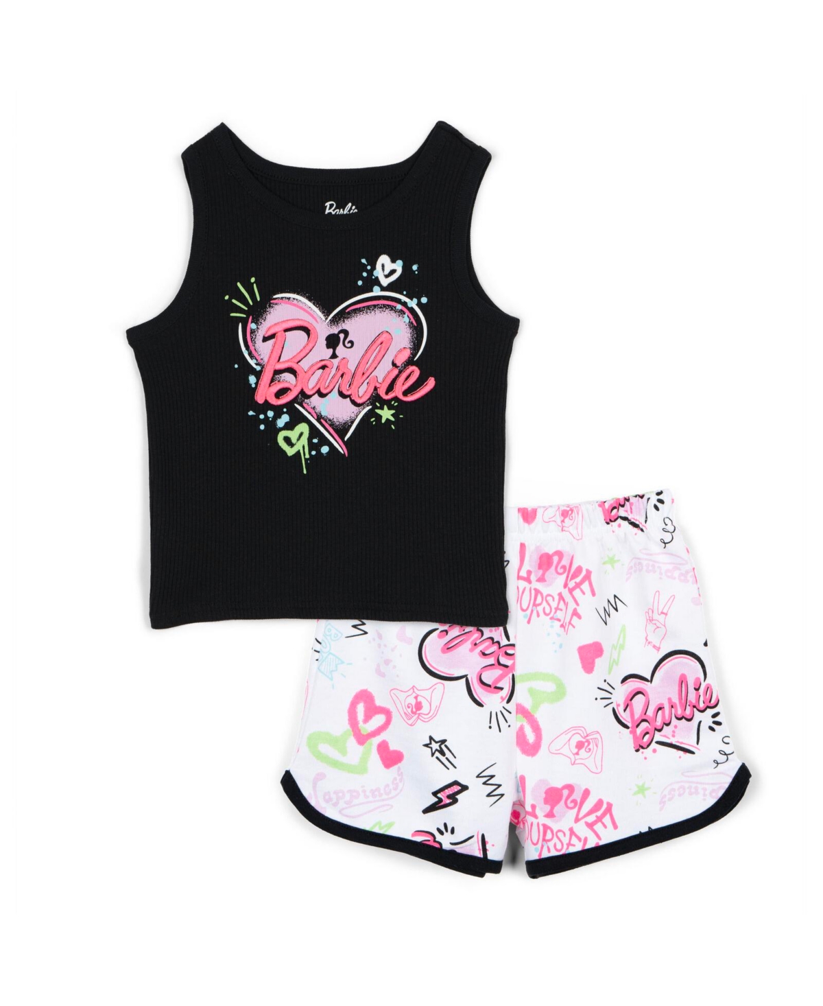 Click here for Barbie Toddler Girls Cropped Ribbed Tank Top and F... prices