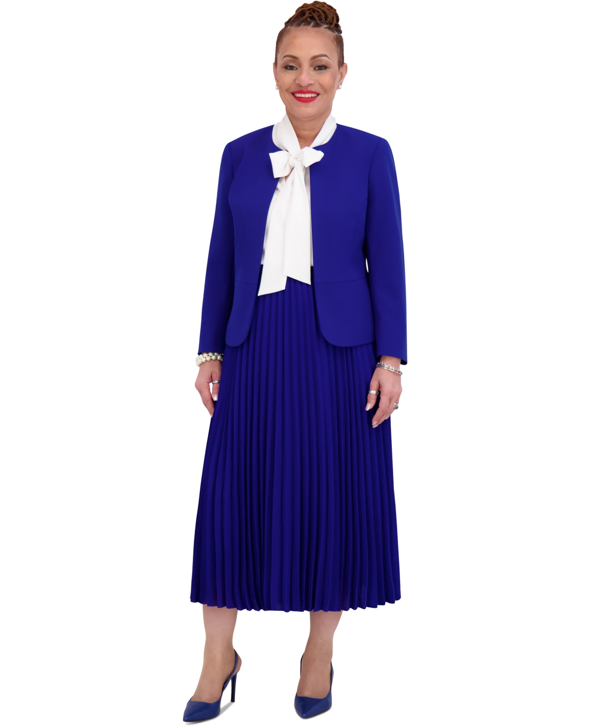 Click here for Kasper Womens Pleated Elastic Waist Skimmer Midi S... prices