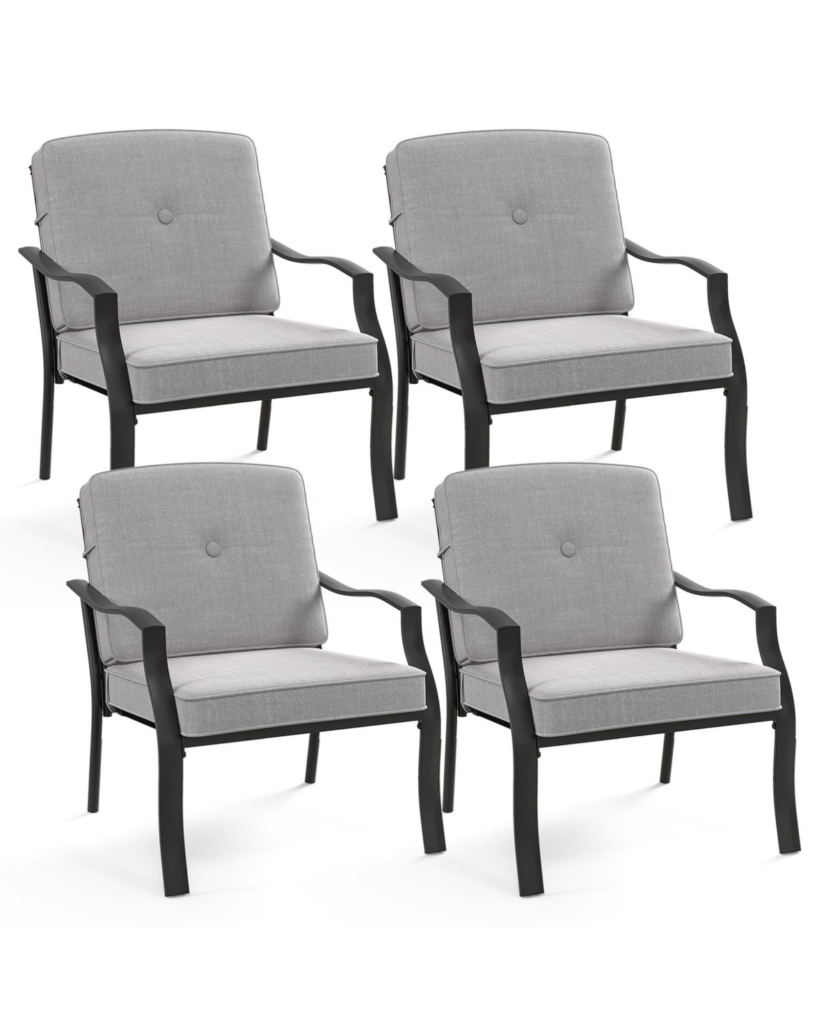 Click here for 4 Pcs Patio Metal Chairs Outdoor Dining Seat Heavy... prices