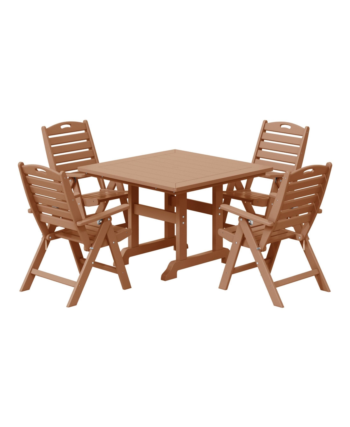 Click here for 5-Piece Hdpe Square Patio Dining Table Set with Fo... prices