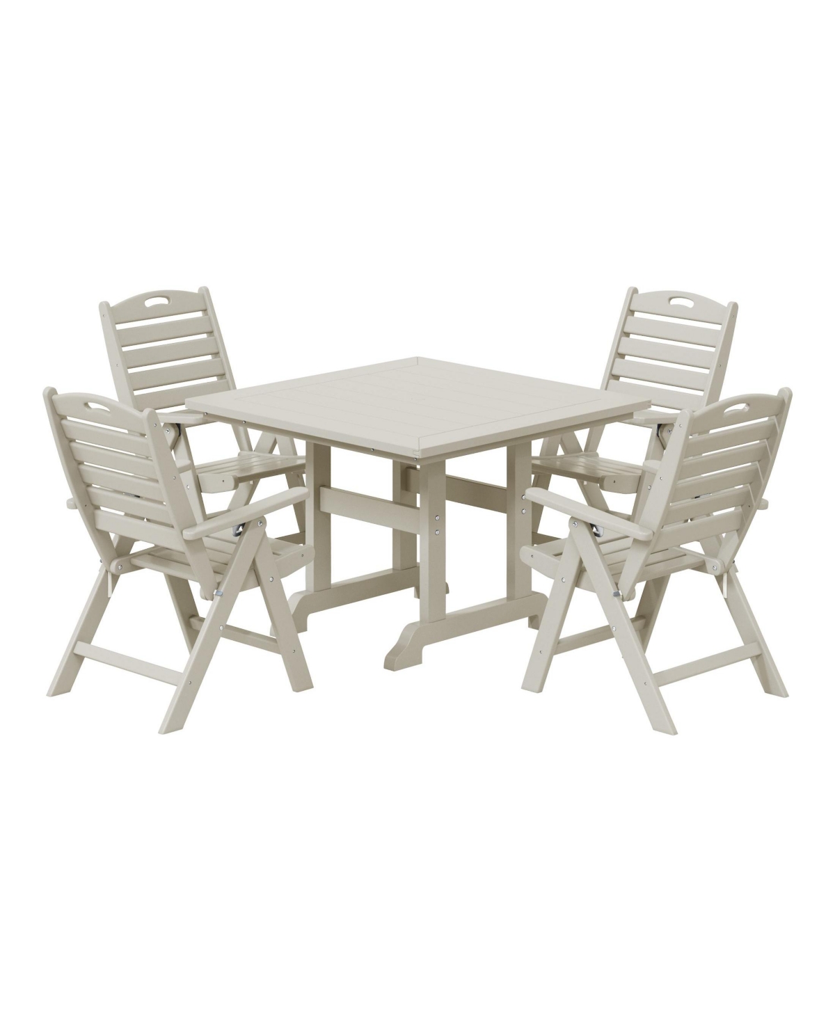 Click here for 5-Piece Hdpe Square Patio Dining Table Set with Fo... prices