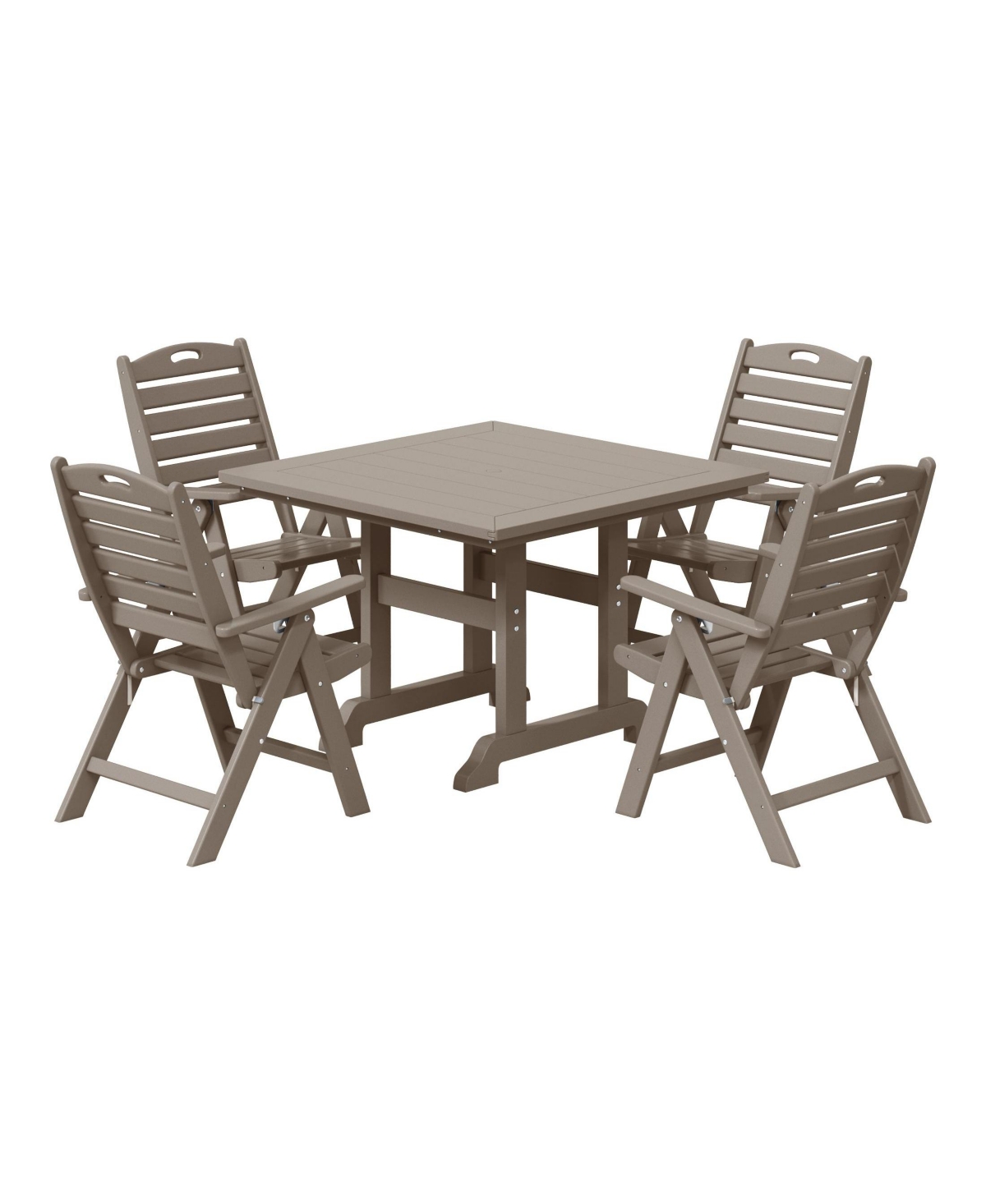 Click here for 5-Piece Hdpe Square Patio Dining Table Set with Fo... prices