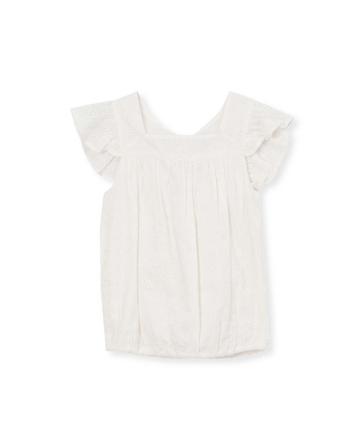 Click here for Lands End Girls Woven Eyelet Top - Ivory prices