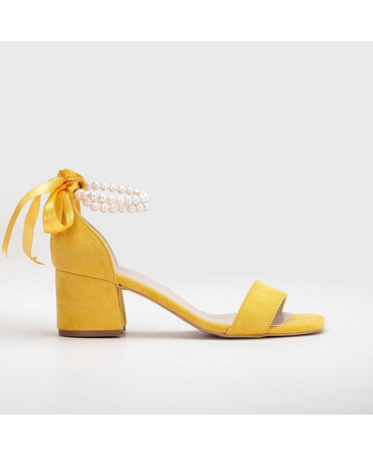 Click here for Illy Low Block Heel Sandals with Pearls - Yellow s... prices