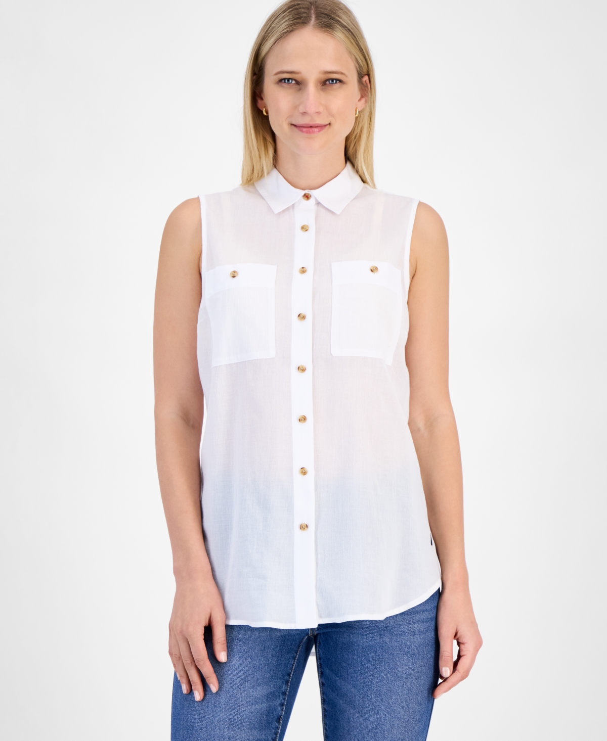 Click here for Nautica Jeans Womens Cotton Solid-Color Sleeveless... prices