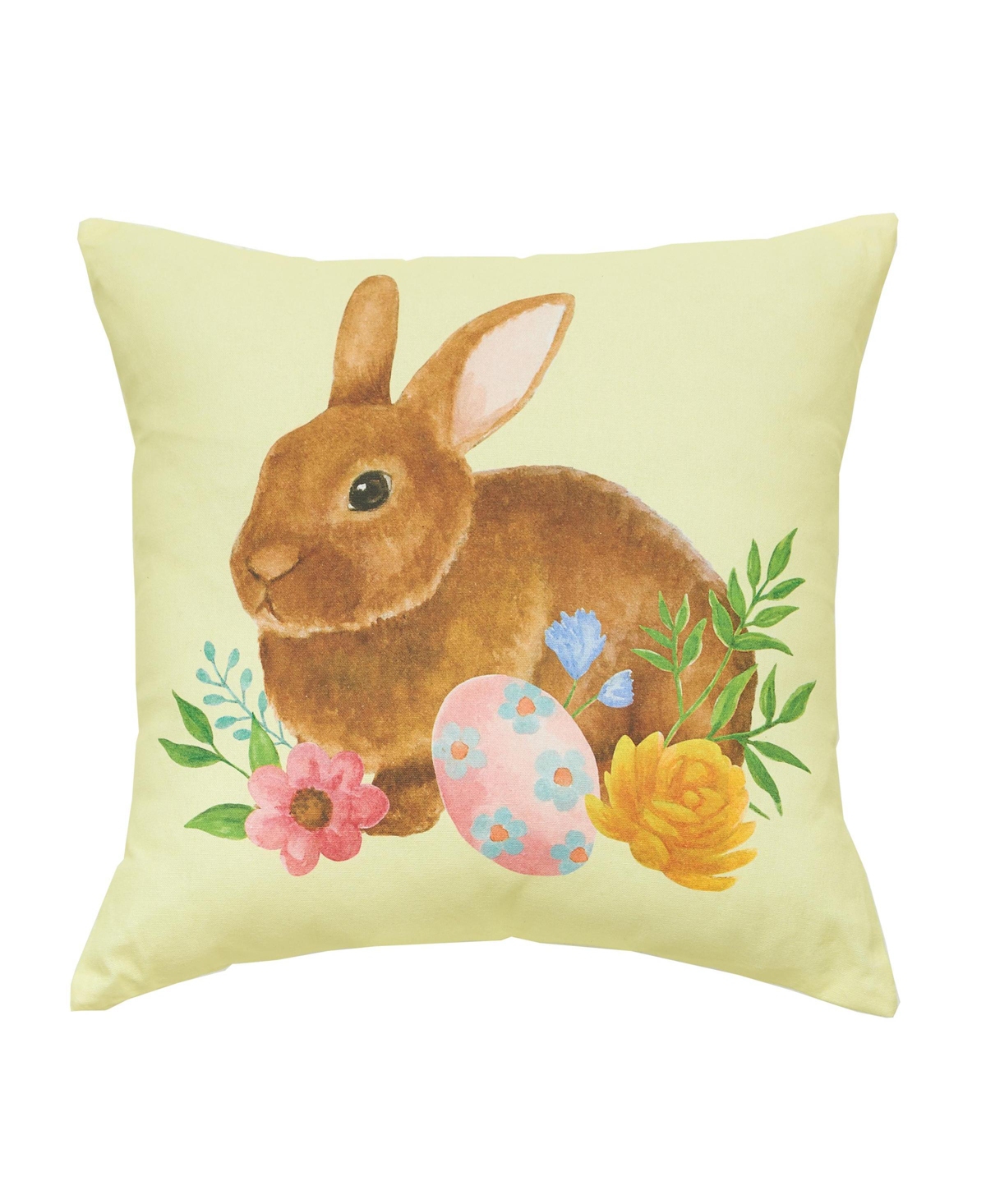 Click here for 18 x 18 Yellow Floral Bunny Woven Spring Easter Th... prices