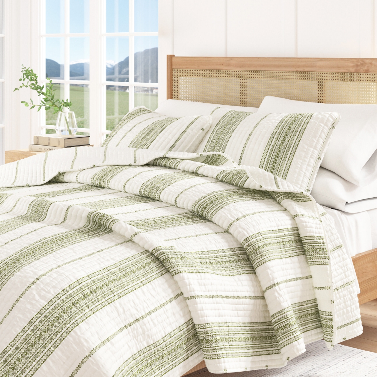 Click here for Linery & Co. Farmhouse Stripe Microfiber Quilt Set... prices