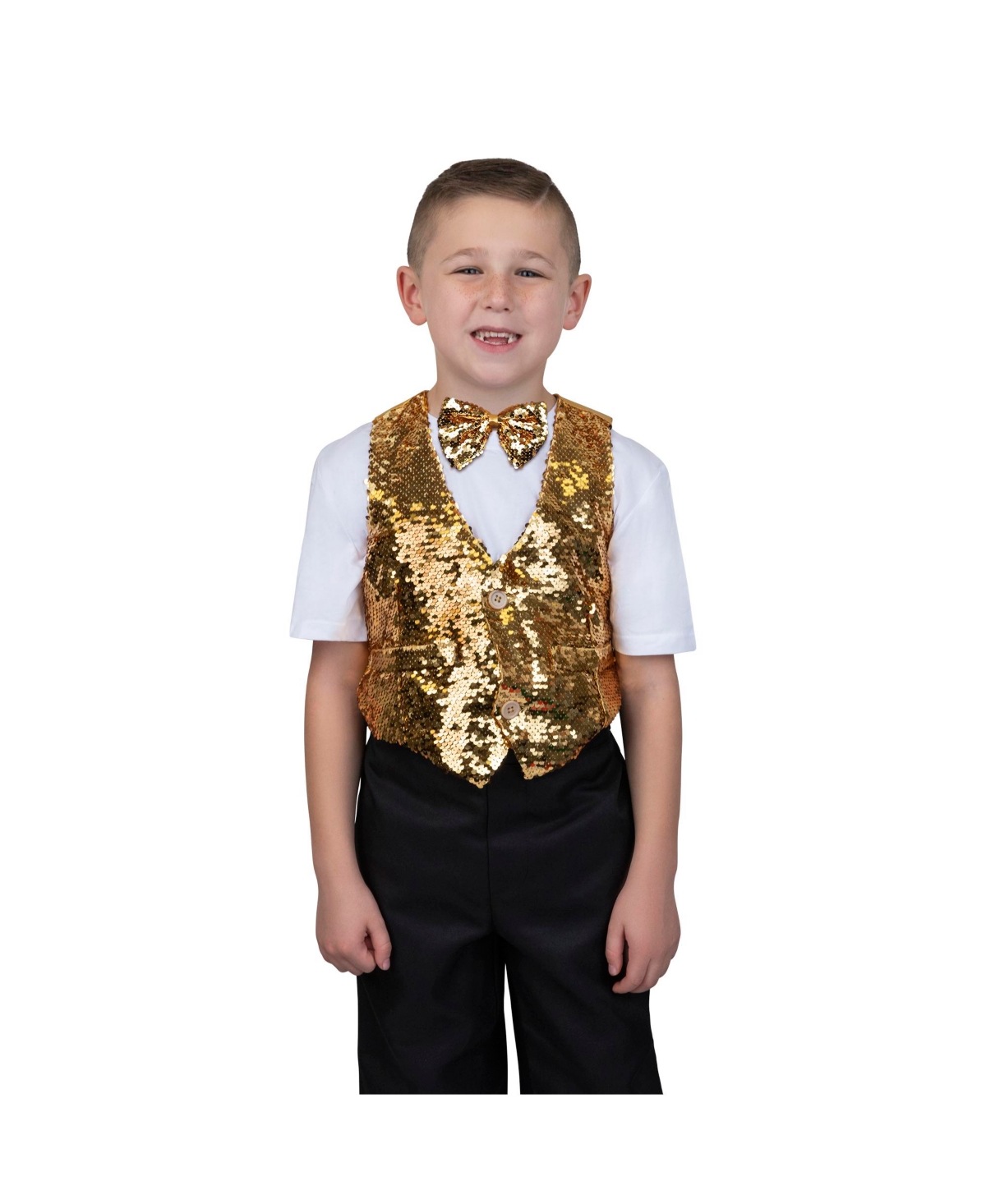 Click here for Dress Up America Sequin Vest with Bowtie - Kids Bo... prices