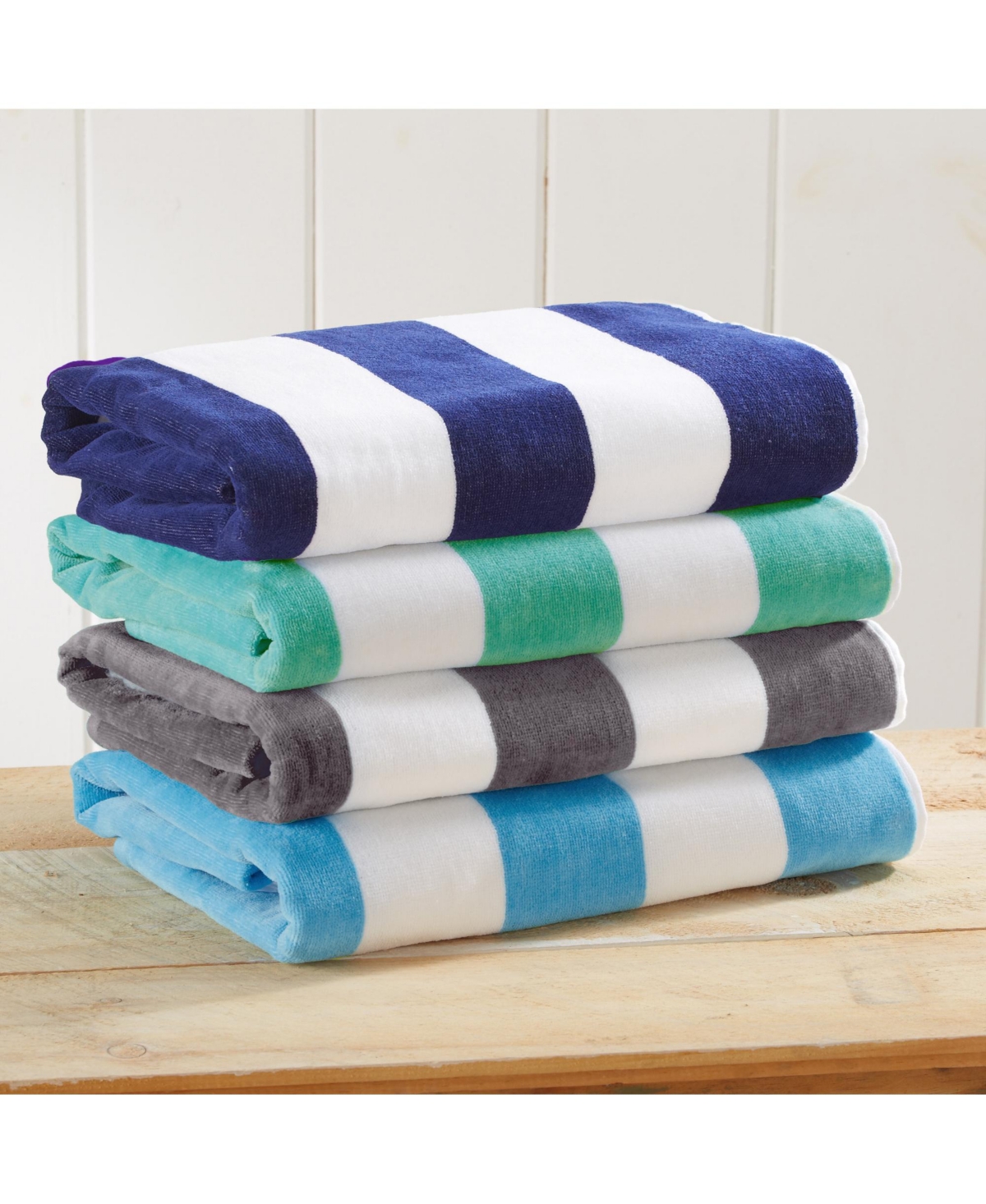 Click here for Linery & Co. 100 Cotton Velour Cabana Stripe Overs... prices
