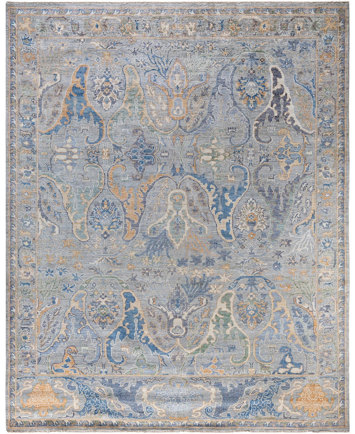 Adorn Hand Woven Rugs Colorful Oushak M1945 81x911 Area Rug - Gray