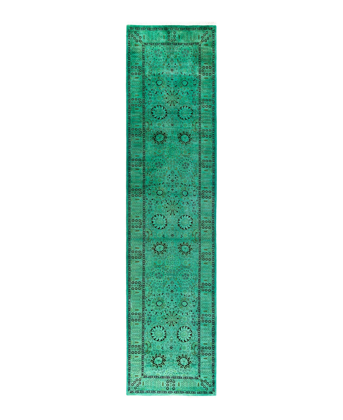Adorn Hand Woven Rugs Fine Vibrance M1388 3x124 Runner Area Rug - Green
