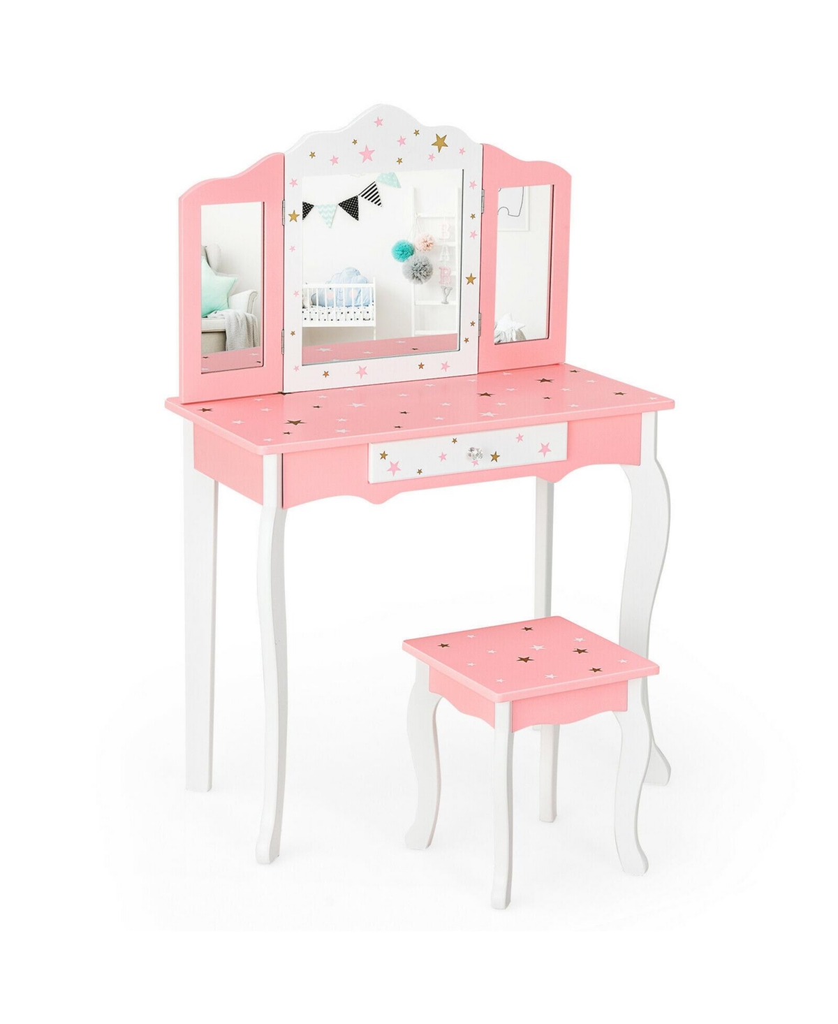 Click here for Kids Princess Vanity Table and Stool Set with Tri-... prices