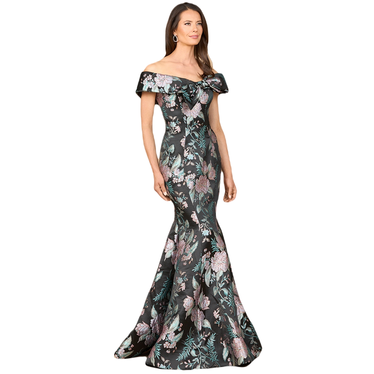 Click here for Lara Womens Fitted  Mermaid Brocade Gown - Black/m... prices