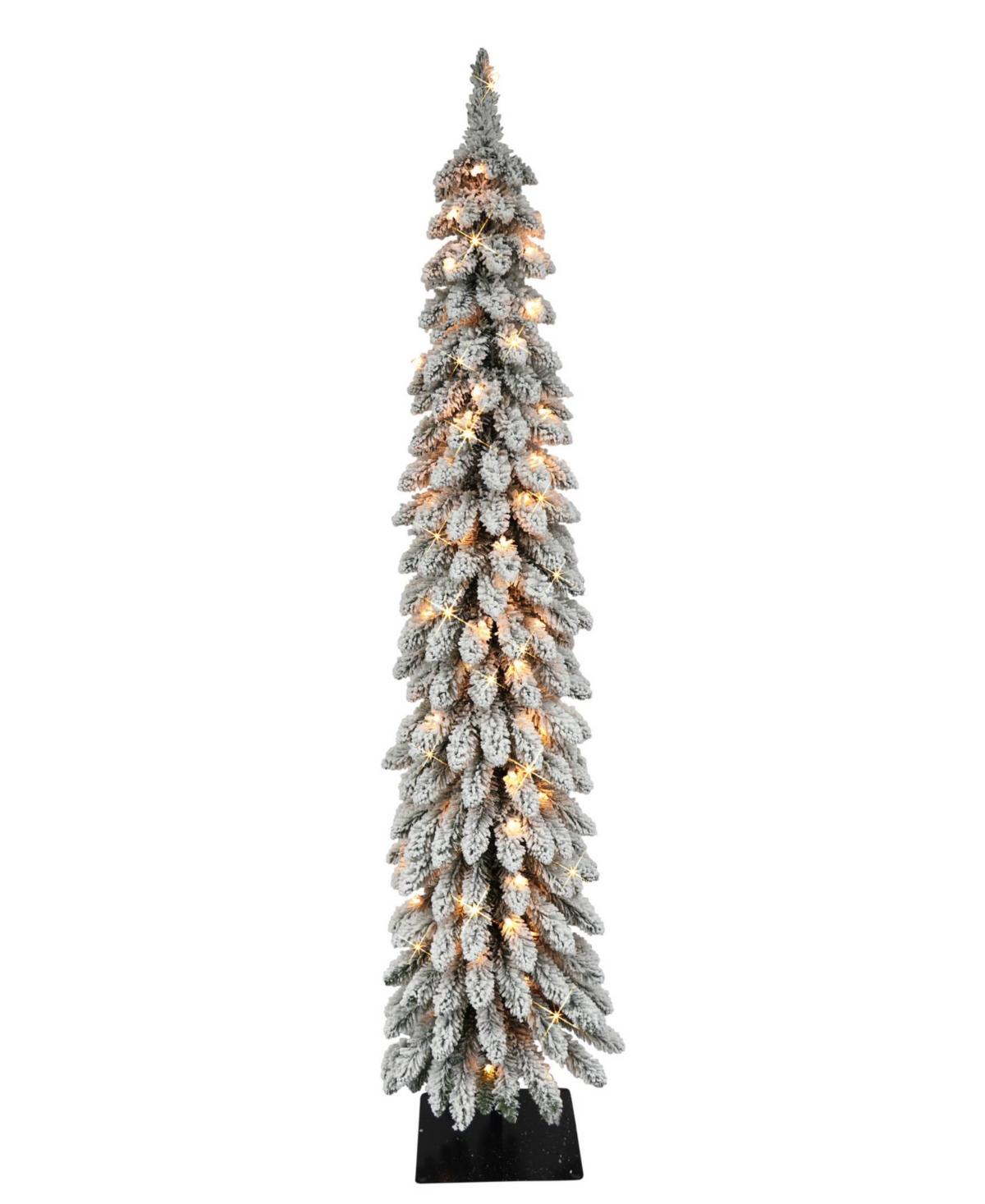 Click here for Puleo Pre-Lit Flocked Pencil Alpine Artificial Chr... prices