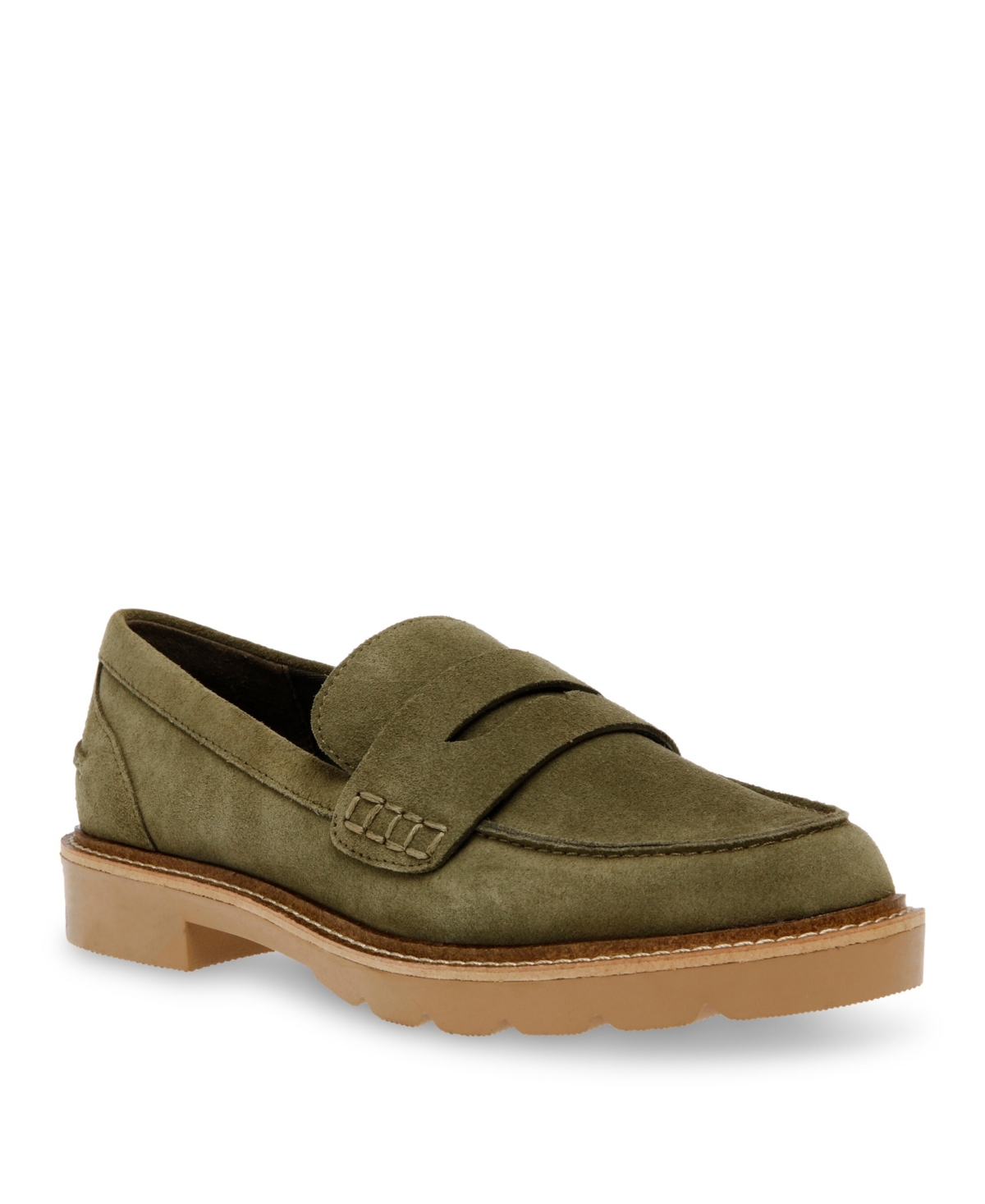 Click here for Anne Klein Womens Emmylou Lug Sole Loafers - Olive prices
