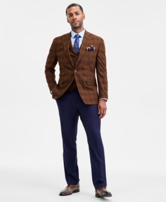 Click here for Tayion Collection Mens Classic Fit Plaid Suit Sepa... prices