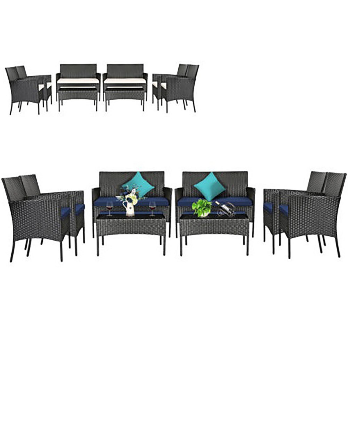 Click here for Gymax 8 Piece Patio Rattan Conversation Set Outdoo... prices