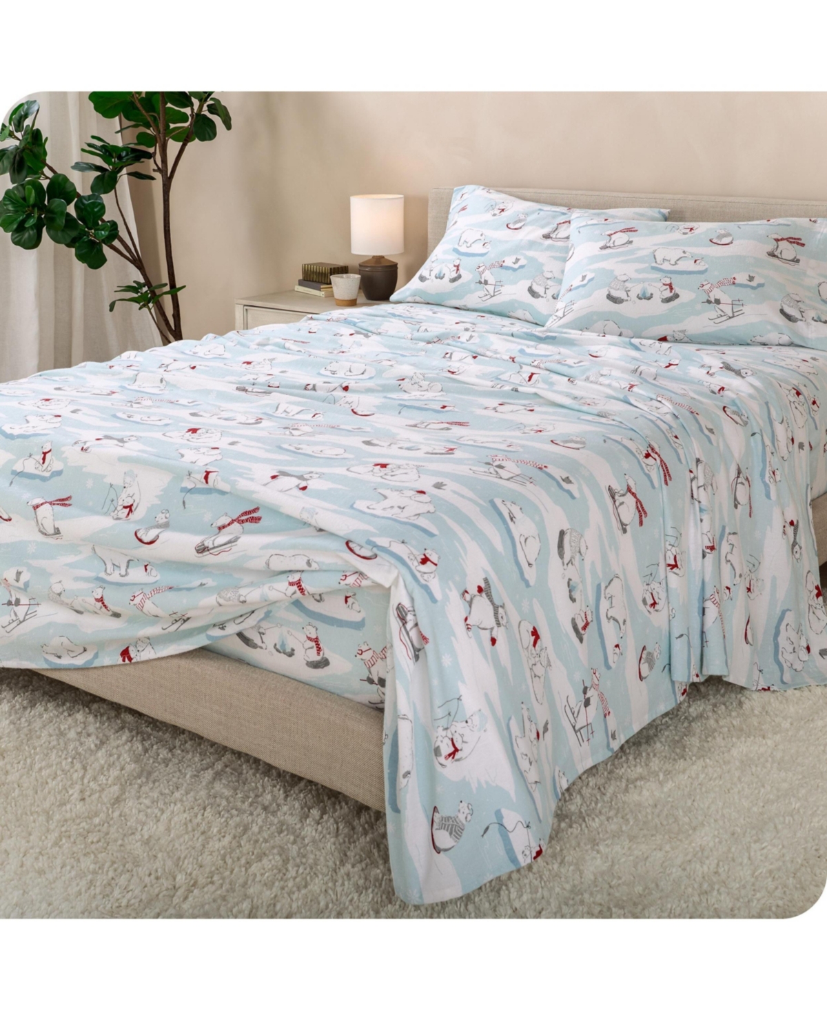 Click here for Bare Home Printed Cotton Flannel Sheet Set - Polar... prices