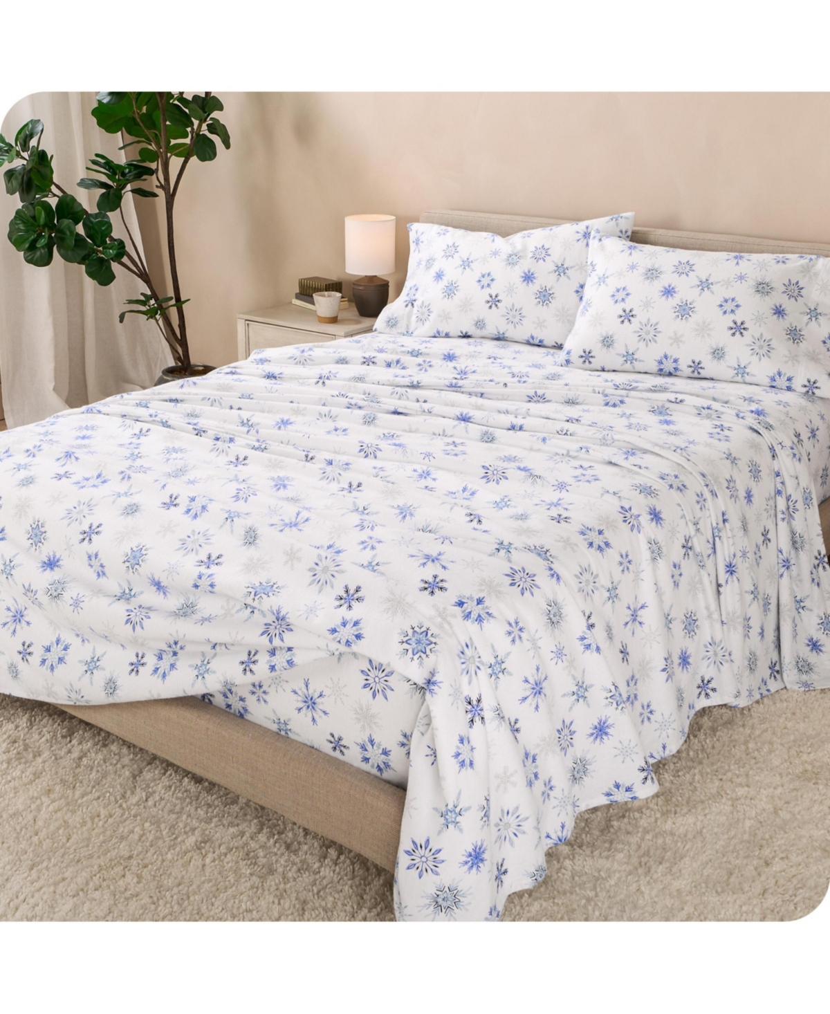 Click here for Bare Home Printed Cotton Flannel Sheet Set - Snowf... prices