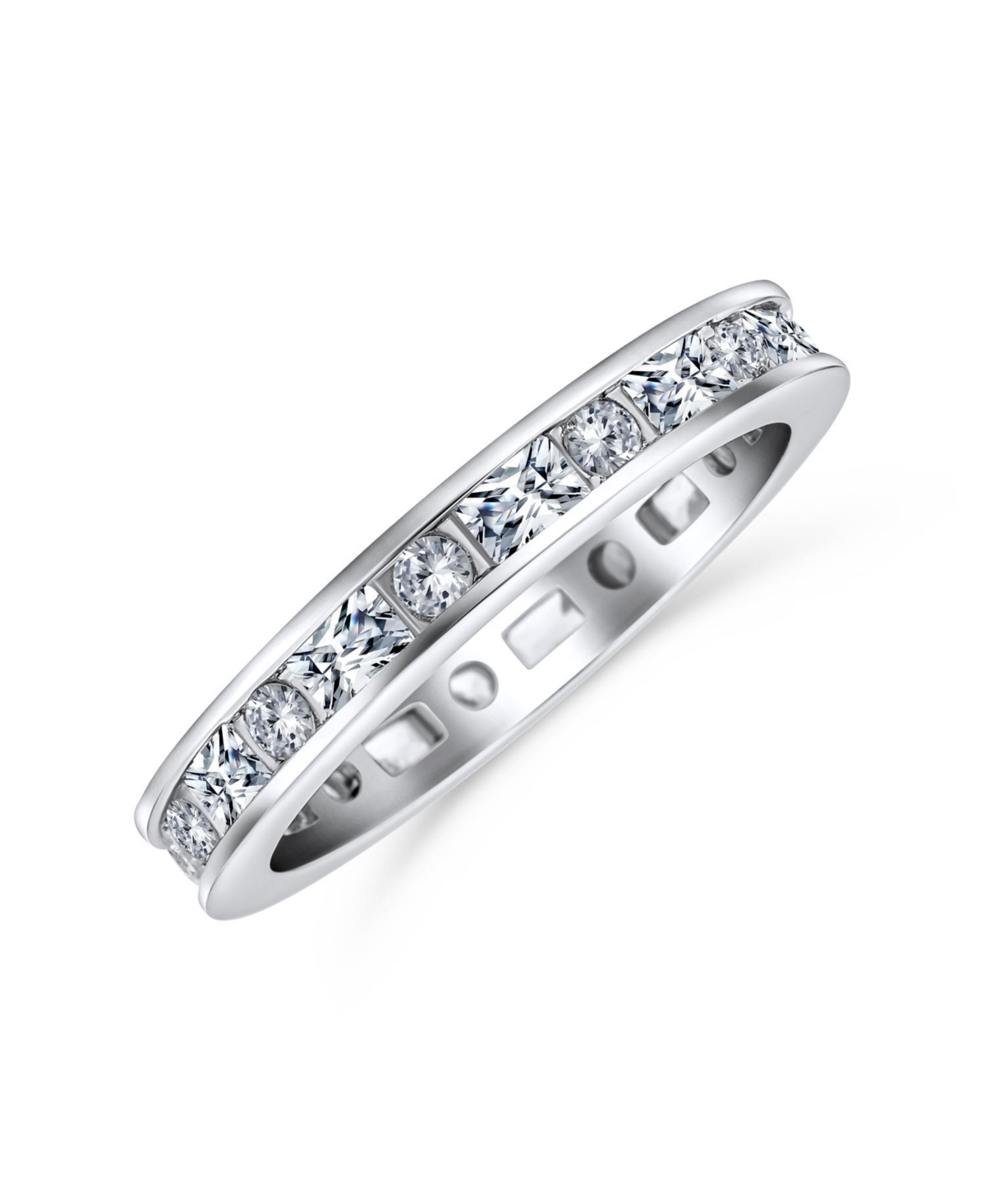 Click here for Bling Jewelry Minimalist Thin Pave Round Baguette... prices